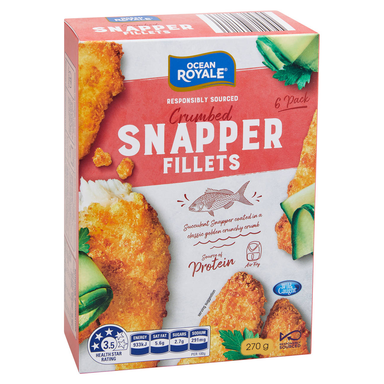 Crumbed Snapper Fillets 6 Pack 270g