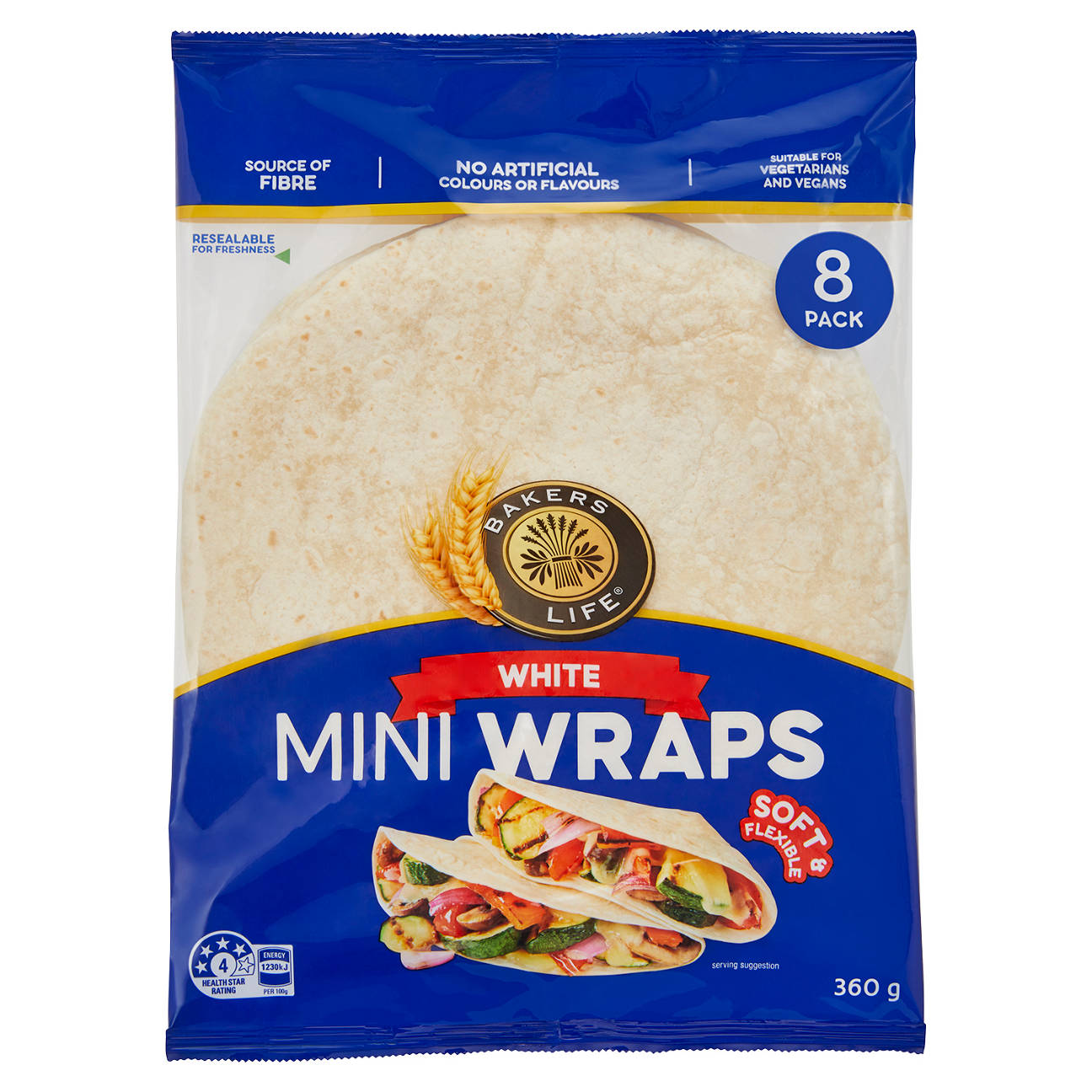 Mini White Wraps 8 Pack 360g