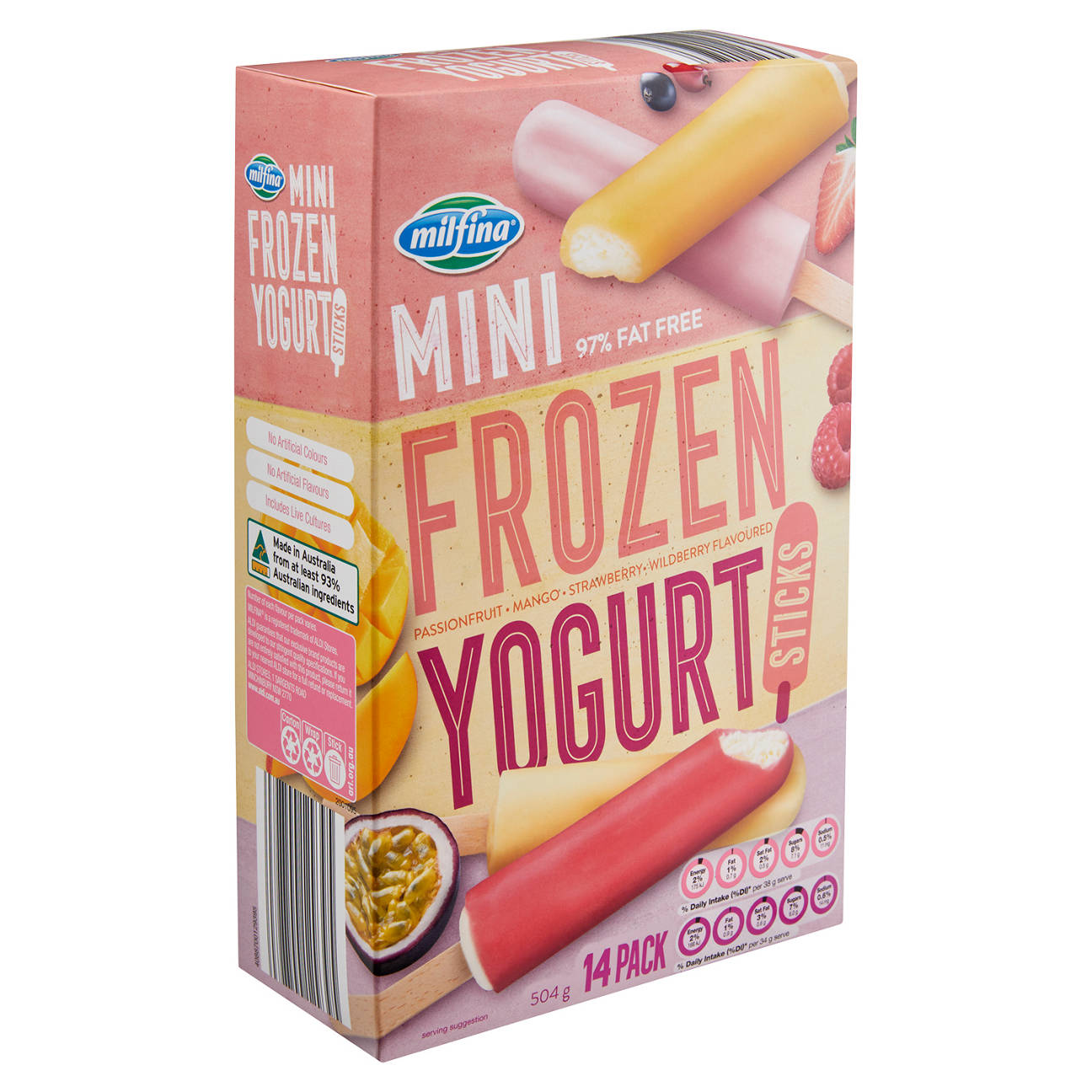 Mini Frozen Yogurt Sticks 14 Pack 504g