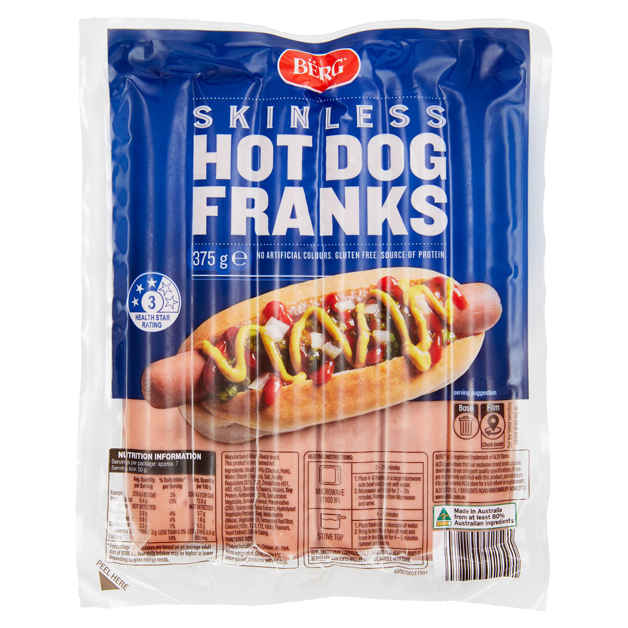 Skinless Hot Dogs 375g