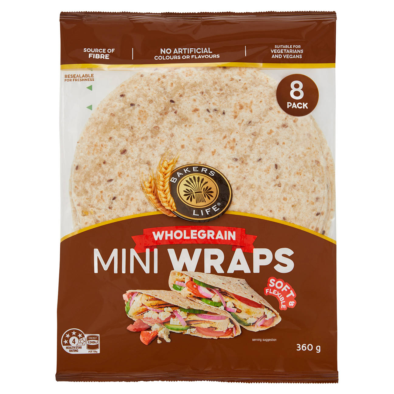 Mini Wholegrain Wraps 8 Pack 360g