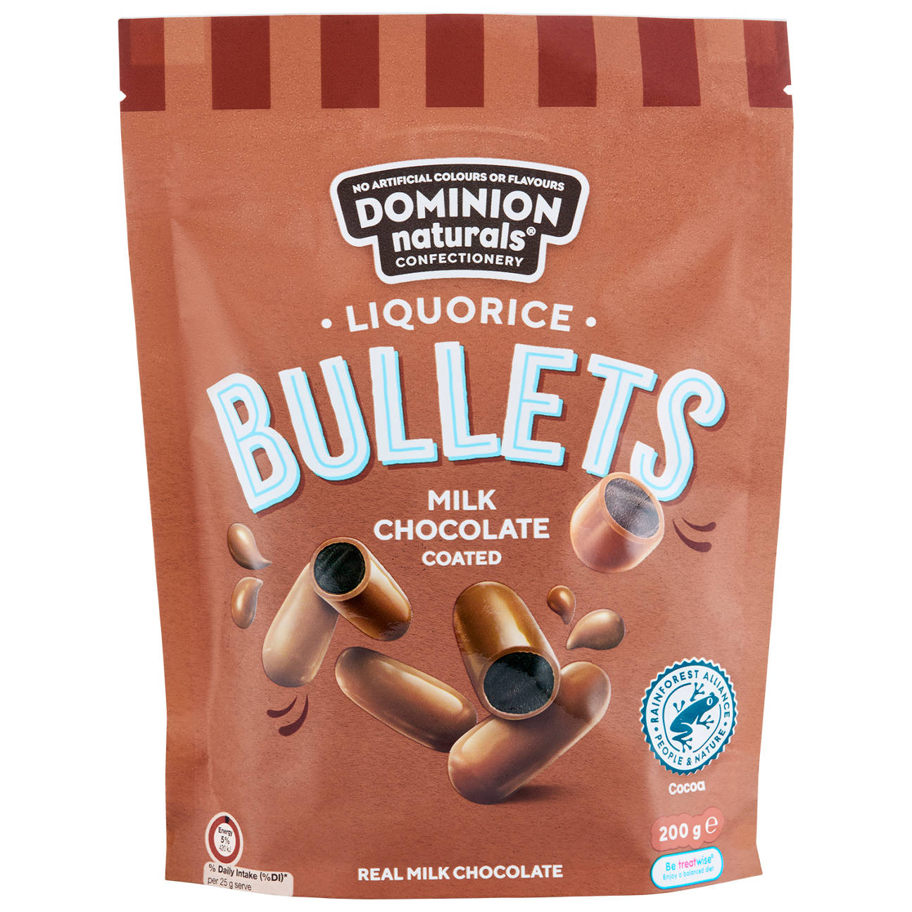 Liquorice Chocolate Coated Bullets 200g