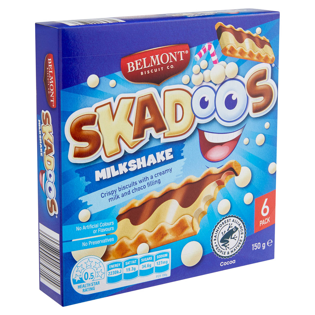 Skadoos Milkshake Biscuit Bars 150g