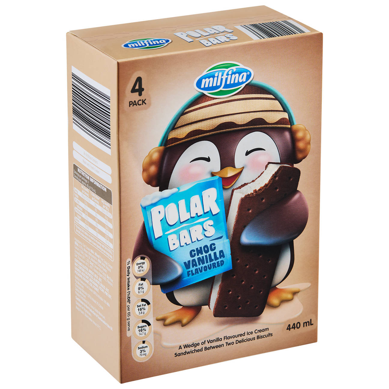 Polar Bars Choc Vanilla 4 Pack 440mL