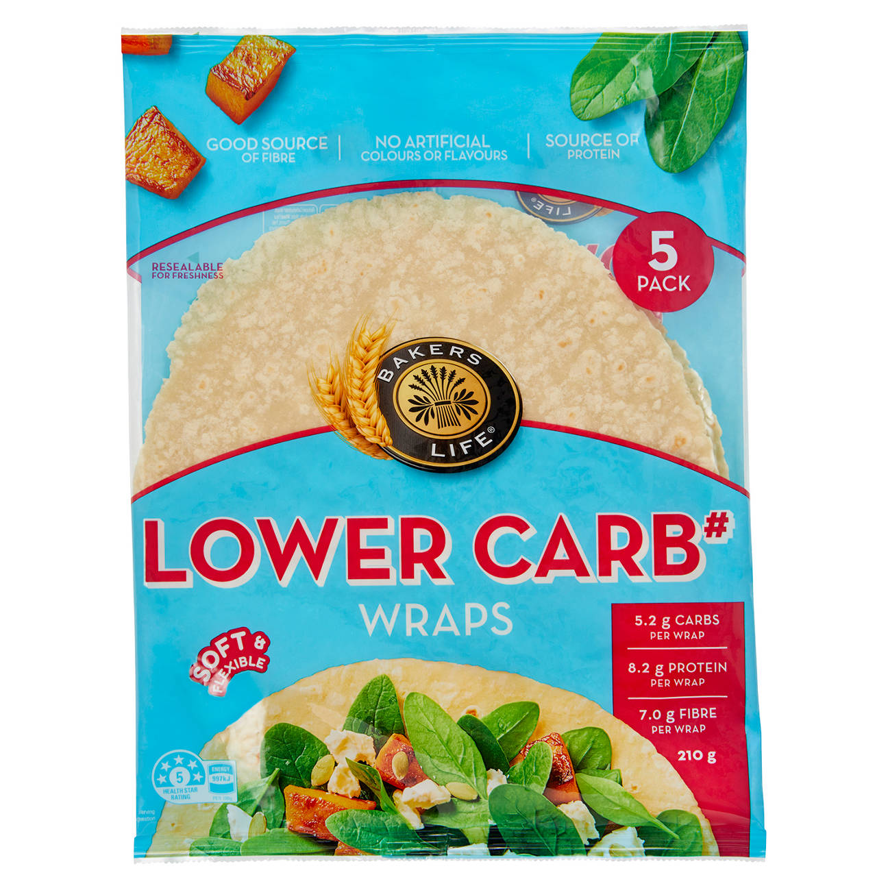 Lower Carb Wraps 5 Pack 210g