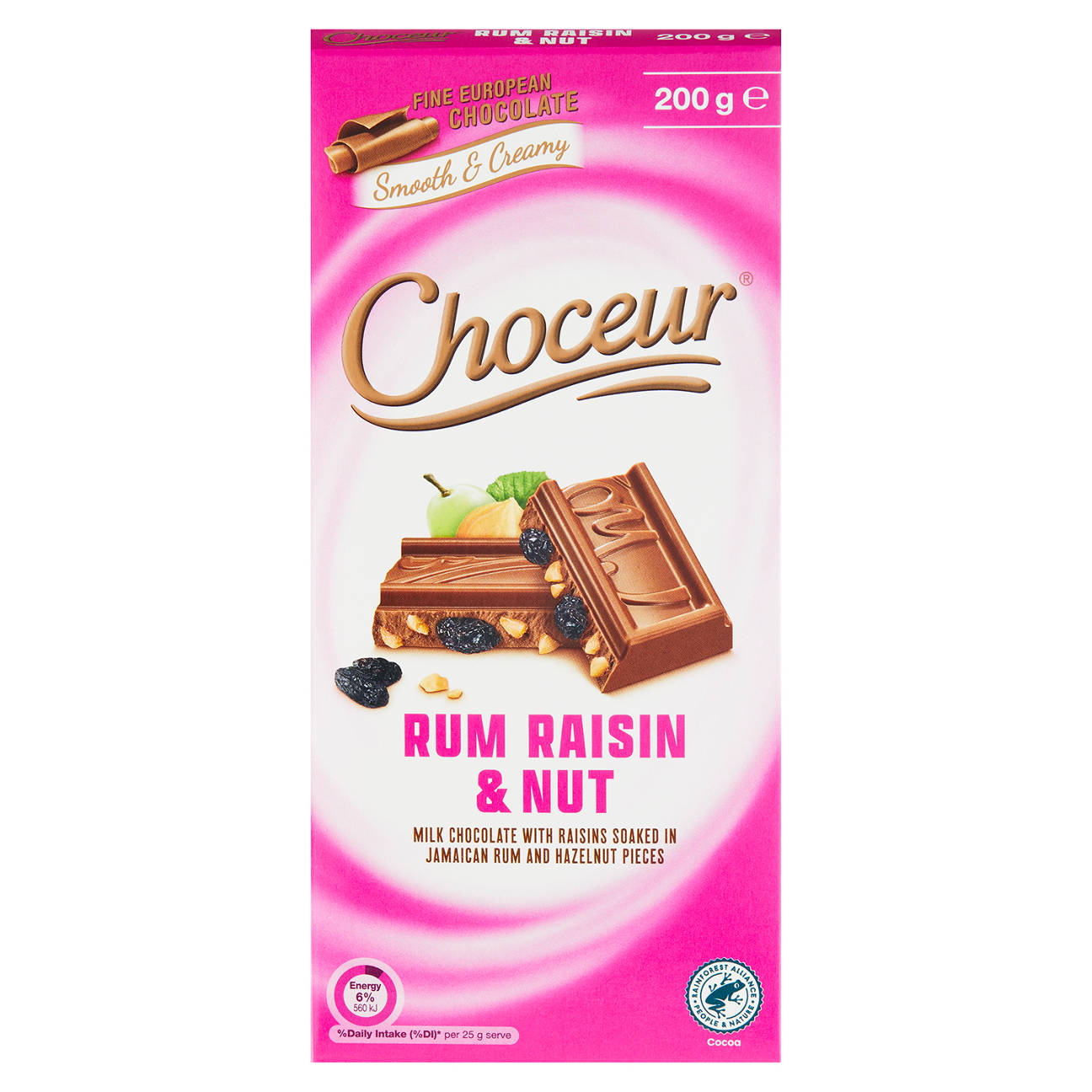 Rum Raisin & Nut Chocolate Block 200g