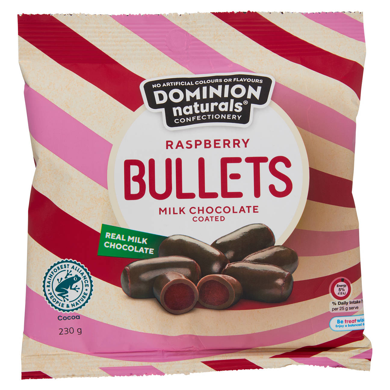 Milk Chocolate Raspberry Liquorice Bullets 230g