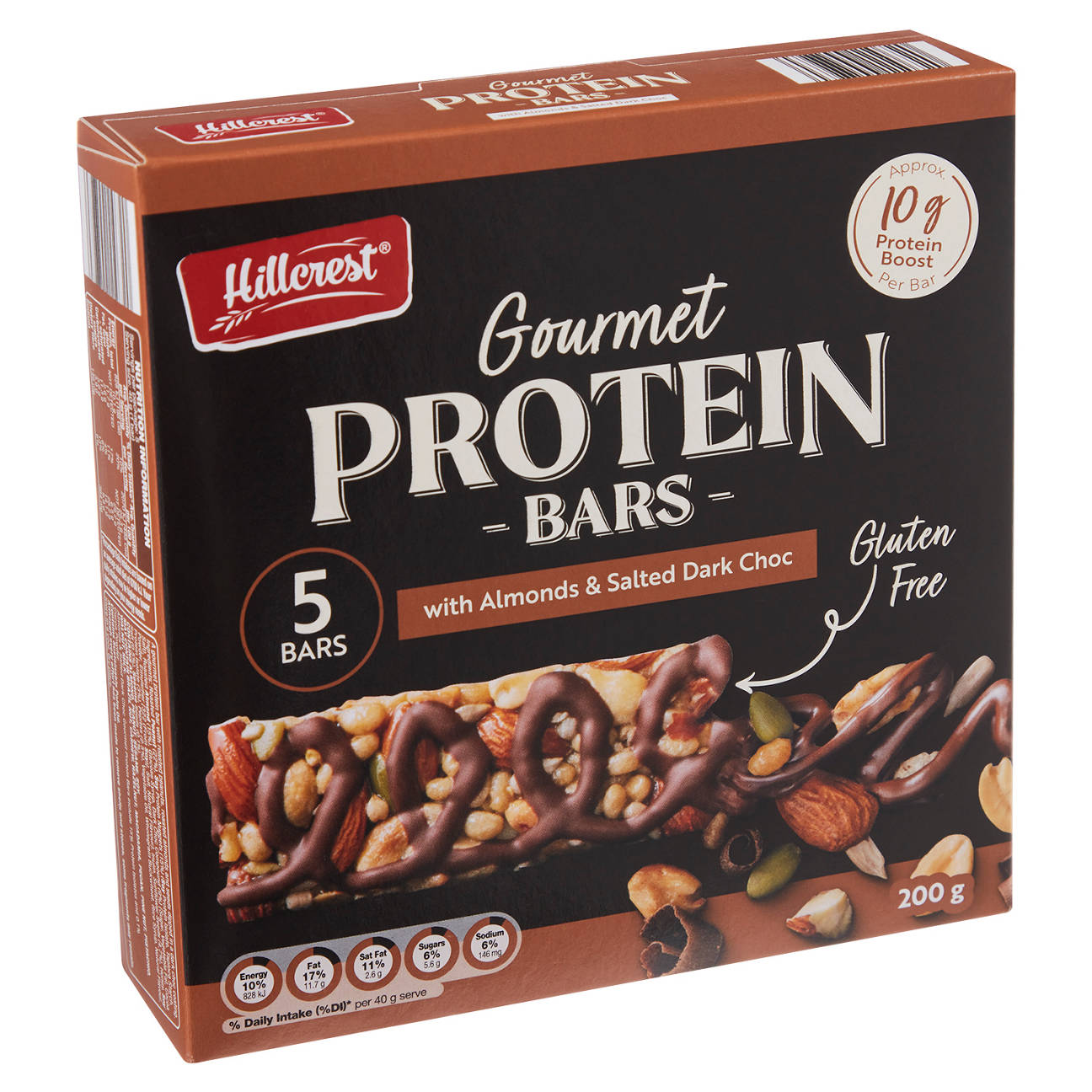 Gourmet Protein Bars Almond & Salted Dark Choc 5 Pack 200g