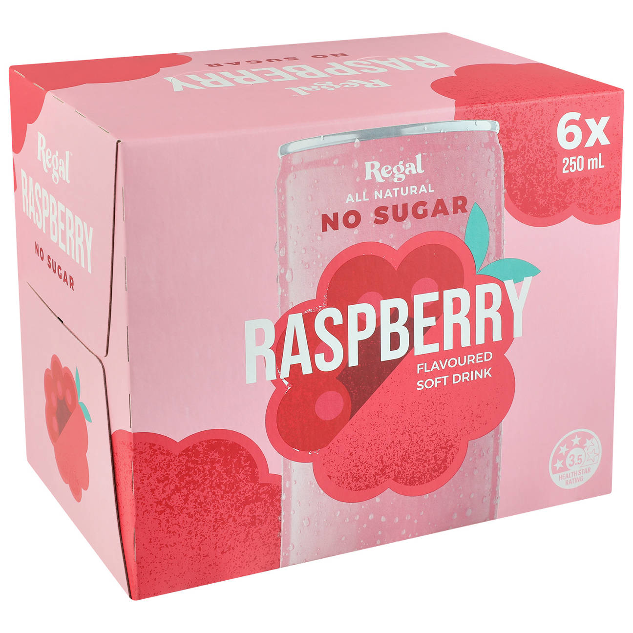 Raspberry Flavoured Soft Drink No Sugar 6 Pack 250ml
