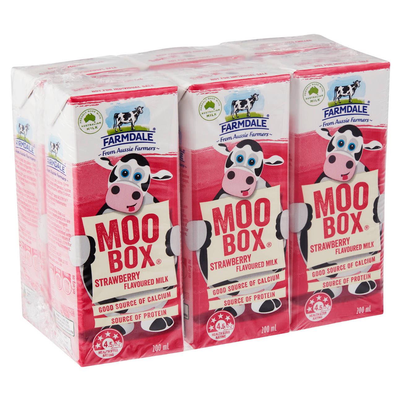 Moo Box - Strawberry Flavoured Milk 6 Pack 200ml
