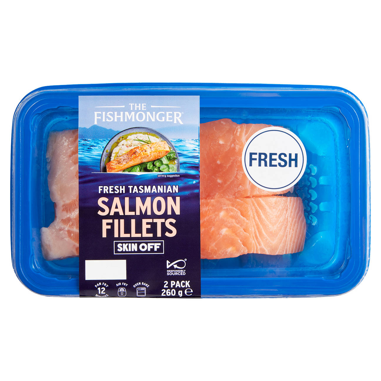 Fresh Tasmanian Salmon Fillets Skin Off 2 Pack 260g
