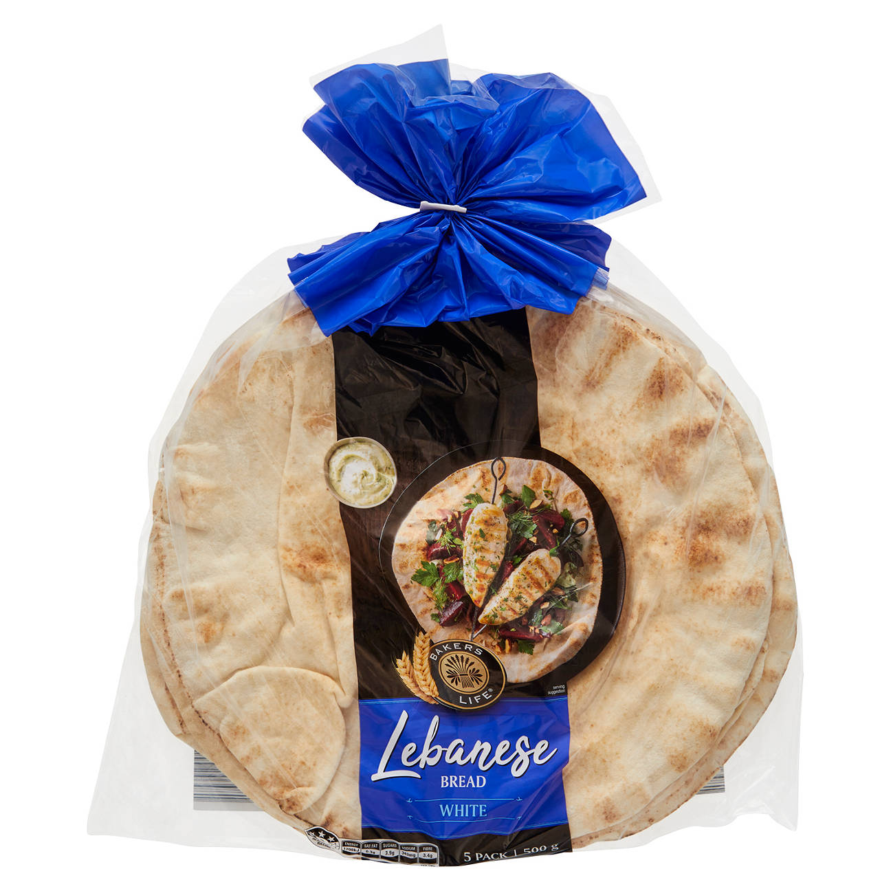 Lebanese Bread White 5 Pack 500g