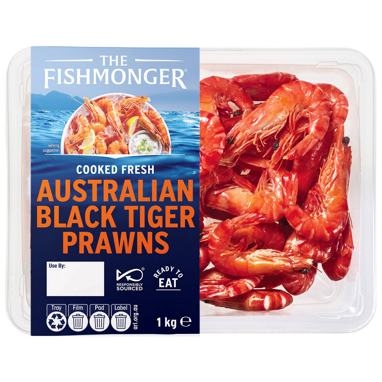 Cooked Fresh Australian Black Tiger Prawns 1kg