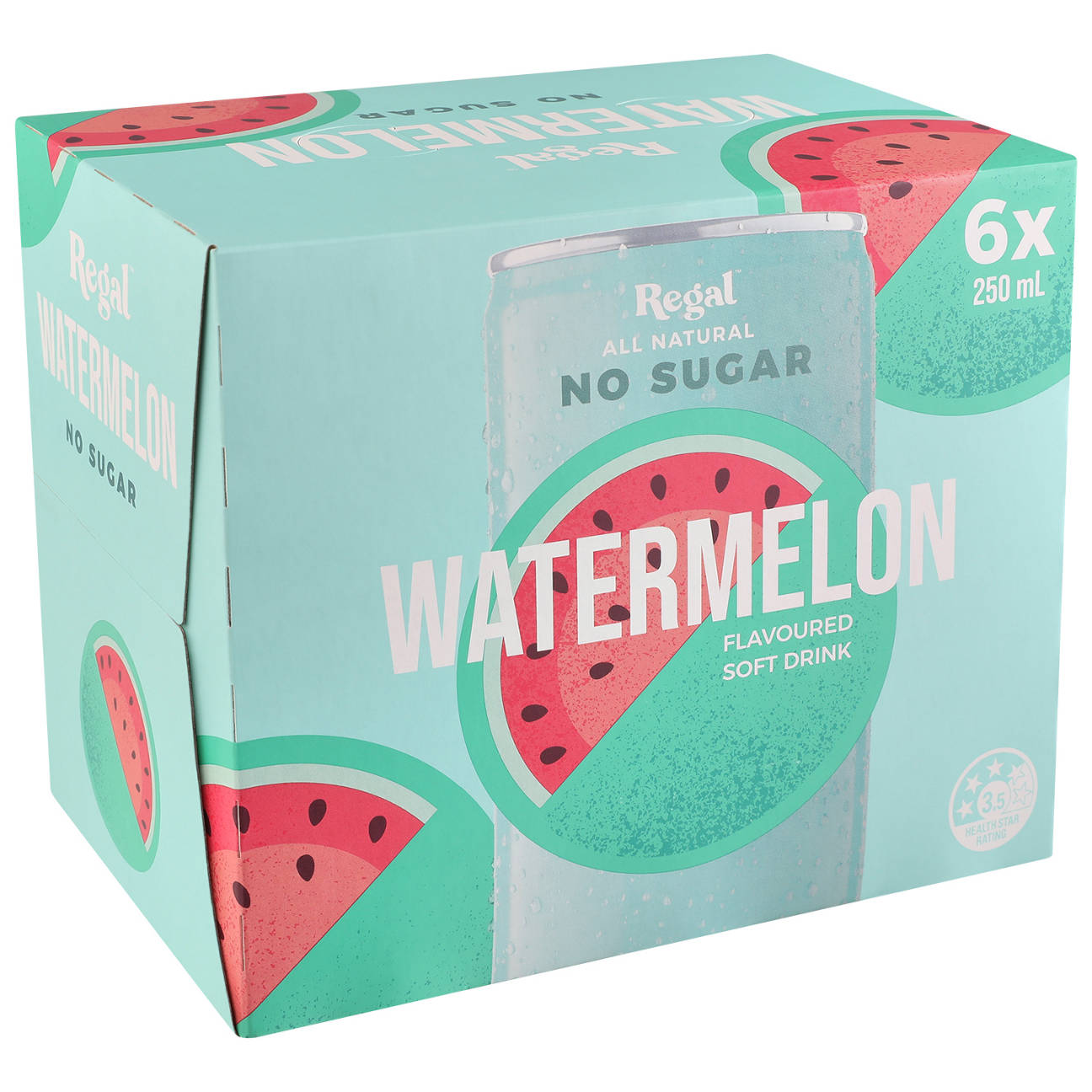 Watermelon Flavoured Soft Drink No Sugar 6 Pack 250ml