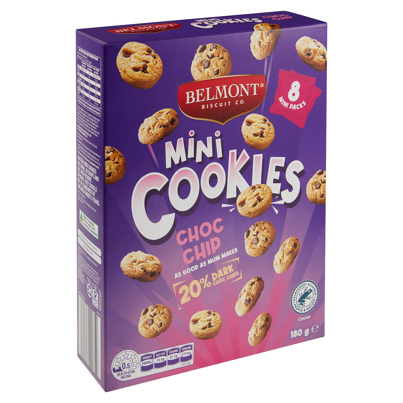 Mini Cookies Choc Chip 8 Pack 180g