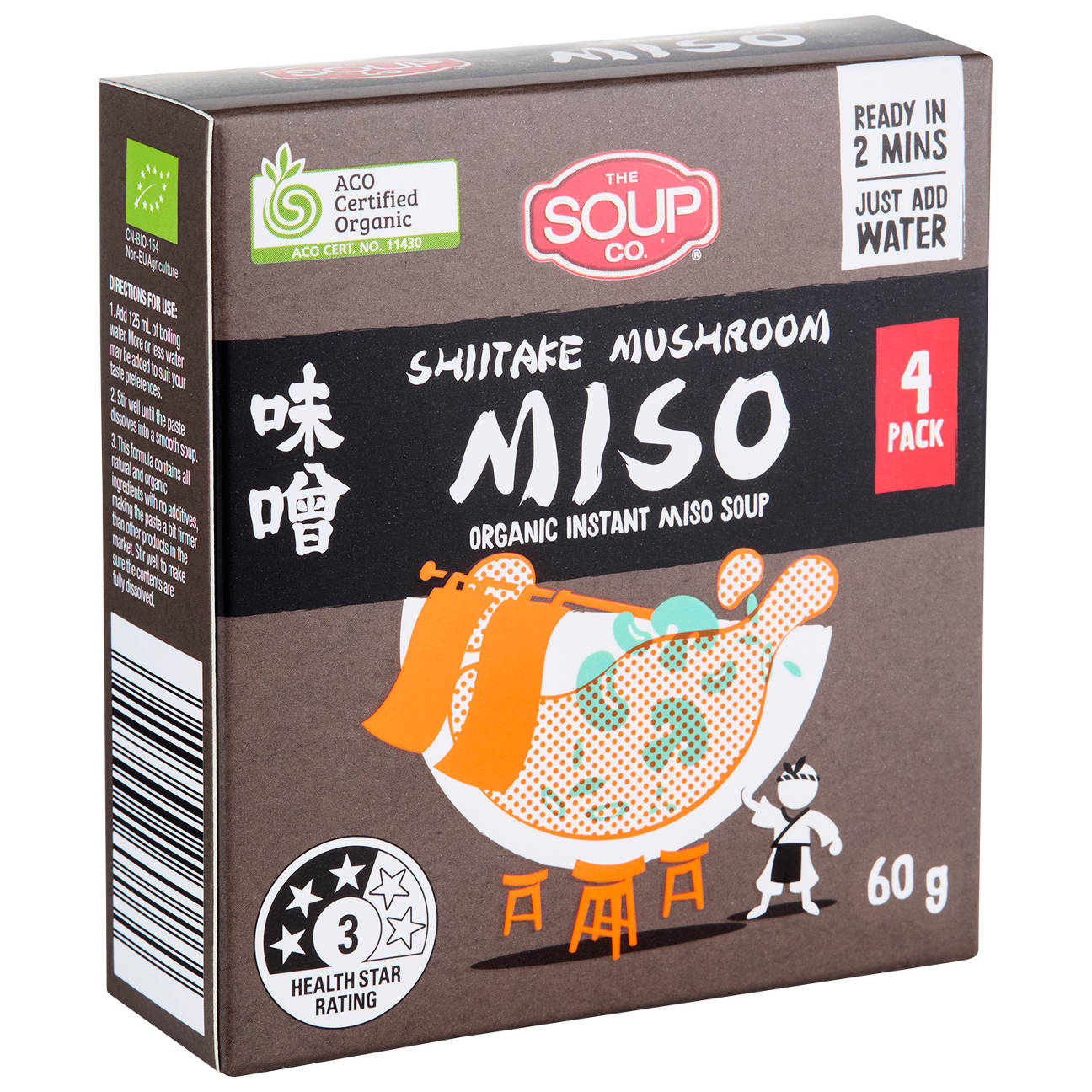Instant Miso Soup Shitake Mushroom 4 Pack 60g