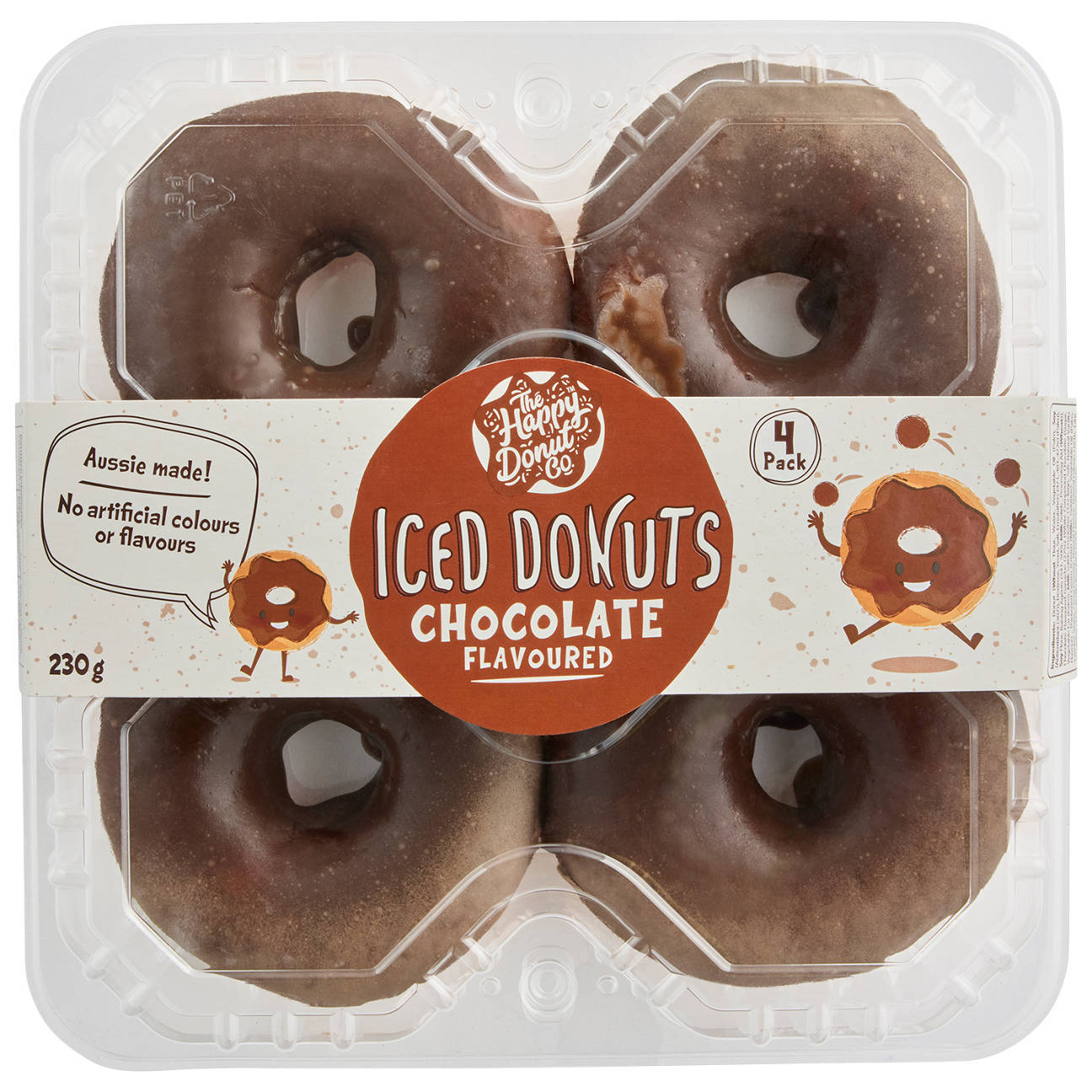 Chocolate Iced Donuts 4 Pack 230g