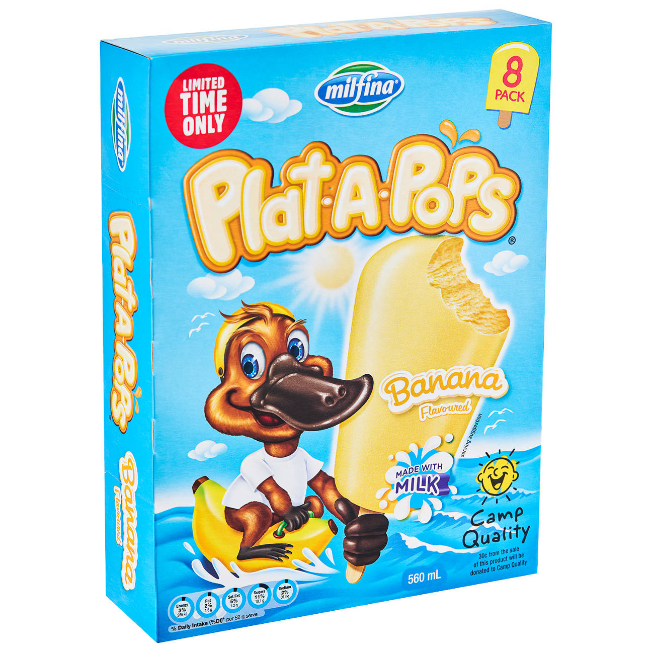 Plat-A-Pops Banana 8 Pack 560ml