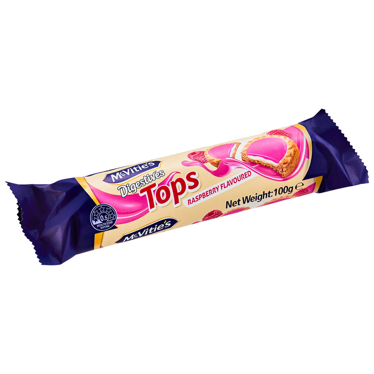 Raspberry Digestive Tops 100g
