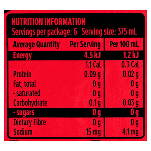 Coca-Cola Zero Sugar Soft Drink Multipack 6x375mL.